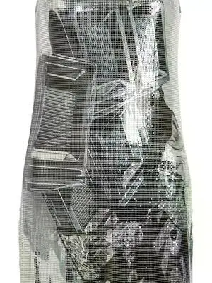 Rabanne Graphic Print Chainmail Mini Dress - Silver
