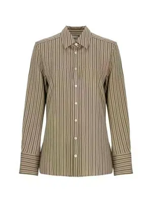 Marella Striped Long-sleeve Shirt - Brown