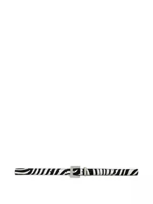 ANINE BING Zebra-print Leather Belt - Black