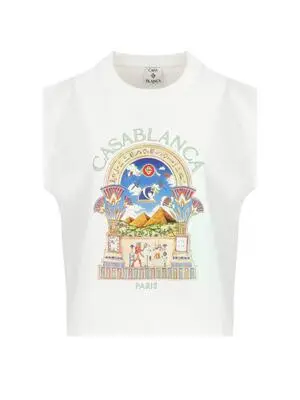 Casablanca Egyptian L'arche Graphic-print Sleeveless T-shirt - White