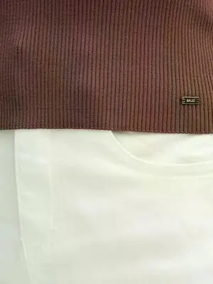 GAUDI Ribbed-knit V-neck Top
