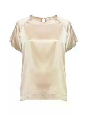 PANICALE Raglan Sleeve Top With Keyhole Detail - Neutrals