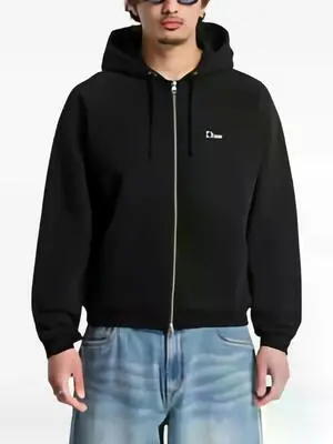 DIME Logo-embroidered Zip-up Hoodie - Black