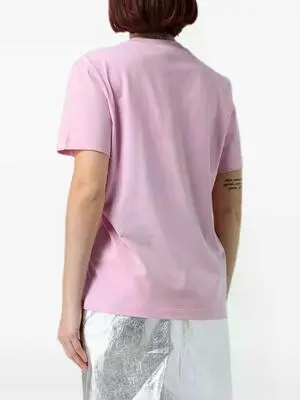 MSGM Logo-print Cotton T-shirt - Pink