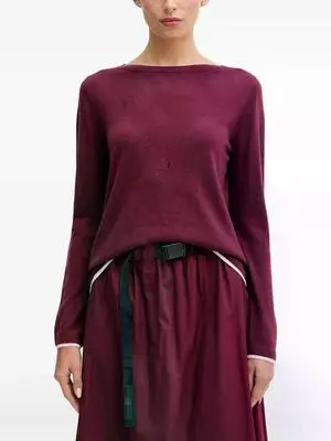 BENETTON Contrast-trim Boat-neck Sweater - Red