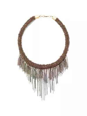 Fabiana Filippi Beaded Fringe Necklace - Brown