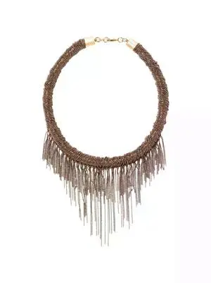 Fabiana Filippi Beaded Fringe Necklace - Brown