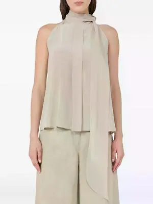 Max Mara Fune Tie-neck Pleated Blouse
