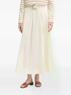 GAUDI Belted Pleated Skirt - Neutrals