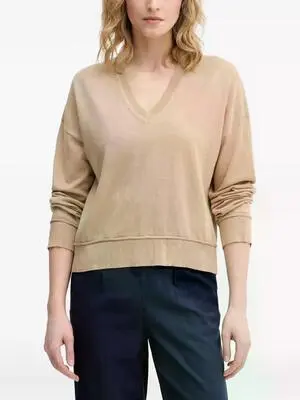 BENETTON V-neck Ribbed-trim Sweater - Neutrals
