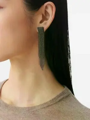 Fabiana Filippi Beaded Fringe-detail Earrings - Grey