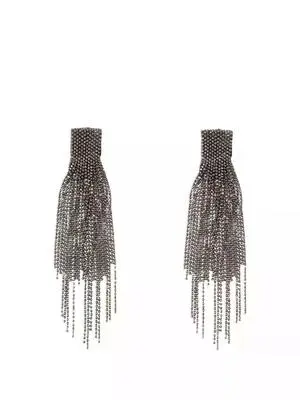 Fabiana Filippi Beaded Fringe Detail Drop Earrings - Grey