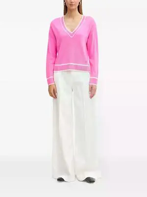 From Future Striped Trim V-neck Sweater