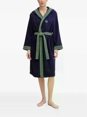 BENETTON Hooded Logo-embroidered Bathrobe
