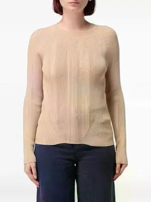 Emporio Armani Ribbed-knit Raglan-sleeve Sweater - Neutrals