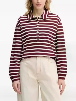 BENETTON Striped Long-sleeve Polo Shirt - Red