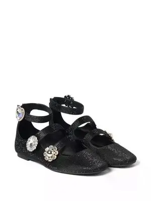 Kurt Geiger Embellished Pointed-toe Flat Pumps - Black