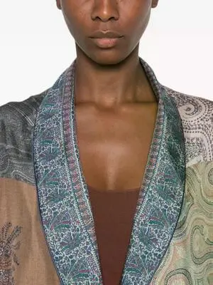 PIERRE-LOUIS MASCIA Paisley-print Patchwork Belted Silk Coat