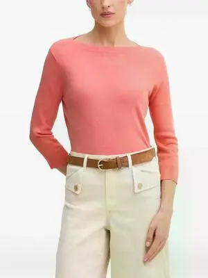 BENETTON Boat-neck Three-quarter Sleeve Sweater - Pink