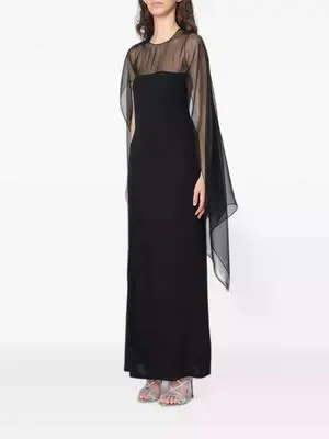Alberta Ferretti Sheer-panneled Cape-style Maxi Dress