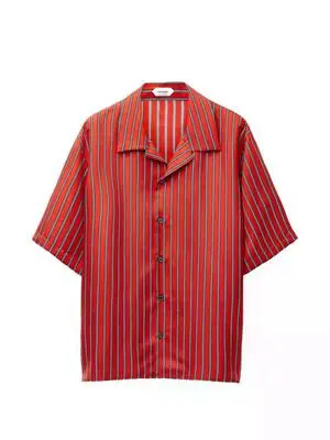 Versace Printed Silk Twill Shirt - Red