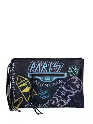Balenciaga Graffiti Clutch Bag - Black