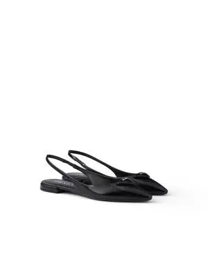 Prada Brushed Leather Ballerina Slingbacks