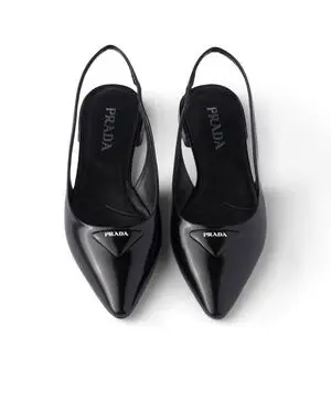 Prada Brushed Leather Ballerina Slingbacks