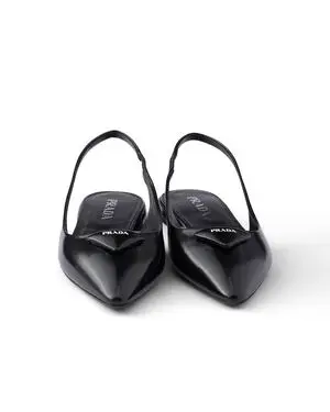 Prada Brushed Leather Ballerina Slingbacks