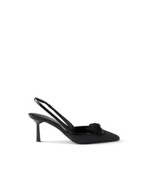 Prada Fabric Slingback Pumps With Bow Detailing