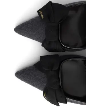 Prada Fabric Slingback Pumps With Bow Detailing