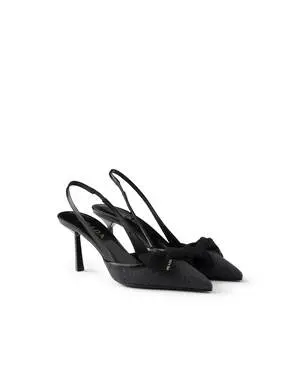 Prada Fabric Slingback Pumps With Bow Detailing