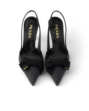 Prada Fabric Slingback Pumps With Bow Detailing