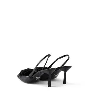 Prada Fabric Slingback Pumps With Bow Detailing