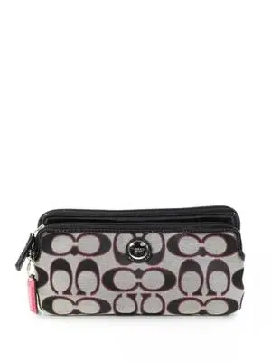 COACH VINTAGE Monogram Print Wristlet Clutch Bag - Grey