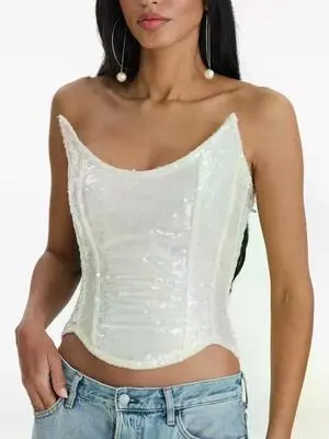 MOOS STUDIO Moonlight Sequin-embellished Corset Top - White