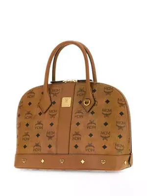 Mcm Pina Visetos-print Studded Tote Bag - Neutrals