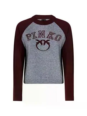 Pinko Logo Intarsia Raglan Sleeve Top - Grey