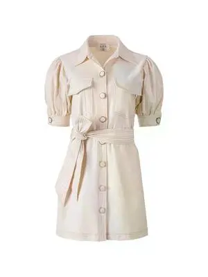 LITA COUTURE Puff-sleeve Mini Dress - Neutrals