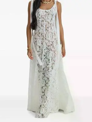 MOOS STUDIO Whisper Lace Tie-fastening Maxi Gown