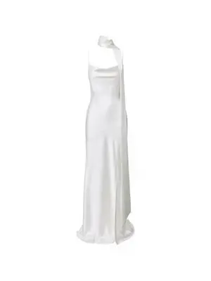 LITA COUTURE Silk Satin Maxi Dress - White
