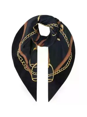 Gucci Equestrian-print Carré Scarf - Black