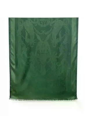 Etro Paisley-jacquard Fringed Scarf - Green