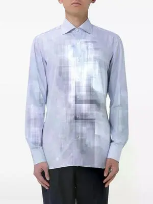 LUIGI BORRELLI Stripe-print Cotton Shirt - Blue