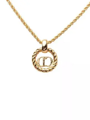 Dior 20th Century Plated Cd Logo Twisted Round Pendant Necklace Costume Necklace - Gold