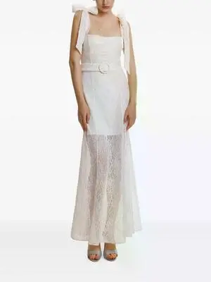 LITA COUTURE Lace Belted Maxi Dress