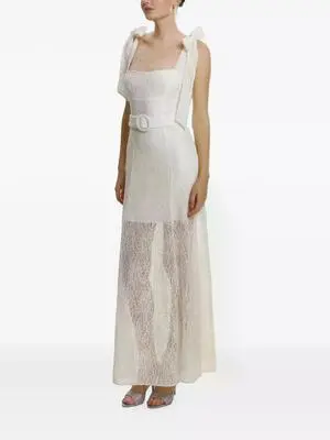 LITA COUTURE Lace Belted Maxi Dress