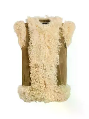 Etro Shearling Waistcoat With Peacock Embroidery