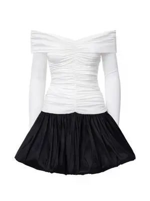 LITA COUTURE Off-the-shoulder Ruched Mini Dress - White