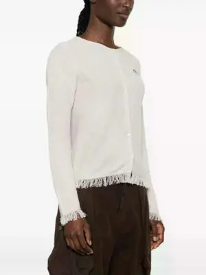 Kenzo Fringe-trim Logo-embroidered Cardigan